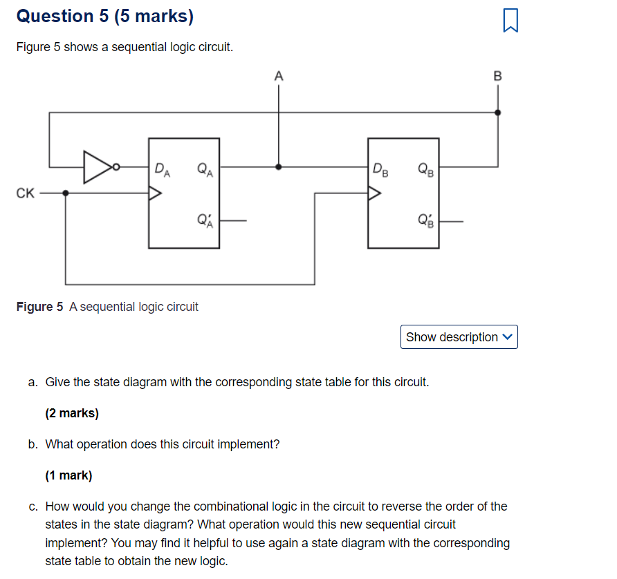 Solved Question 5 (5 ﻿marks)Figure 5 ﻿shows a sequential | Chegg.com