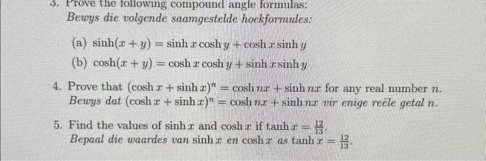 Solved 3. Prove the following compound angle formulas: Bewys | Chegg.com