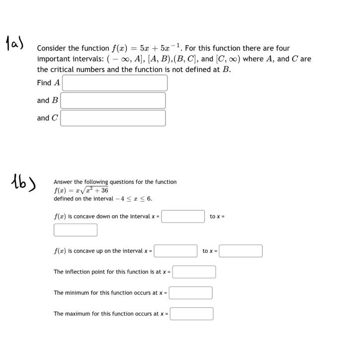 Solved a) Consider the function f(x)=5x+5x−1. For this | Chegg.com