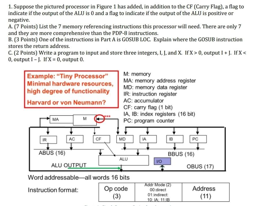 Solved 1. Suppose the pictured processor in Figure 1 has | Chegg.com