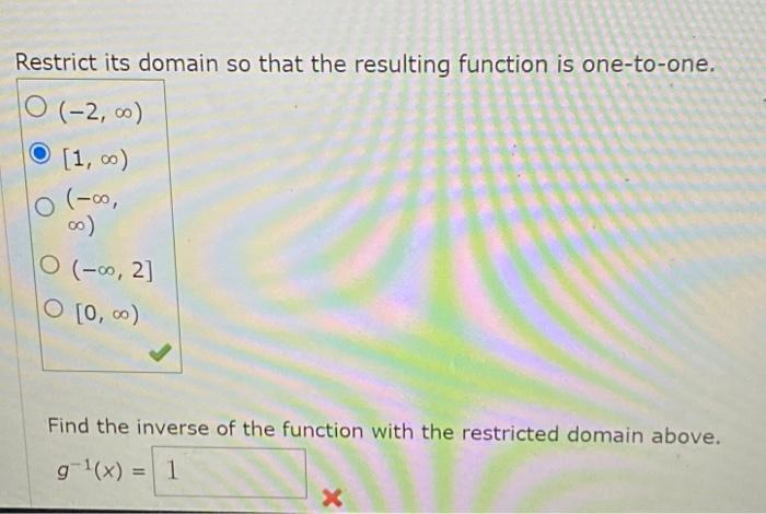 Solved find the inverse of the function with the restricted | Chegg.com