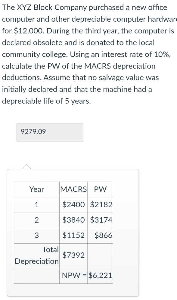 Solved The XYZ Block Company purchased a new office computer | Chegg.com