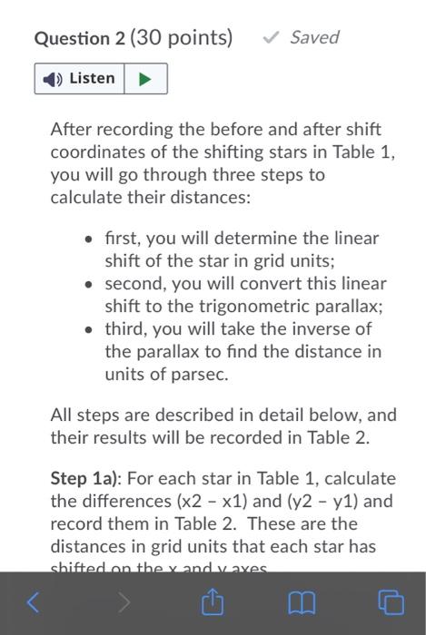 Parallax Lab Exercise In practice, Astronomers | Chegg.com
