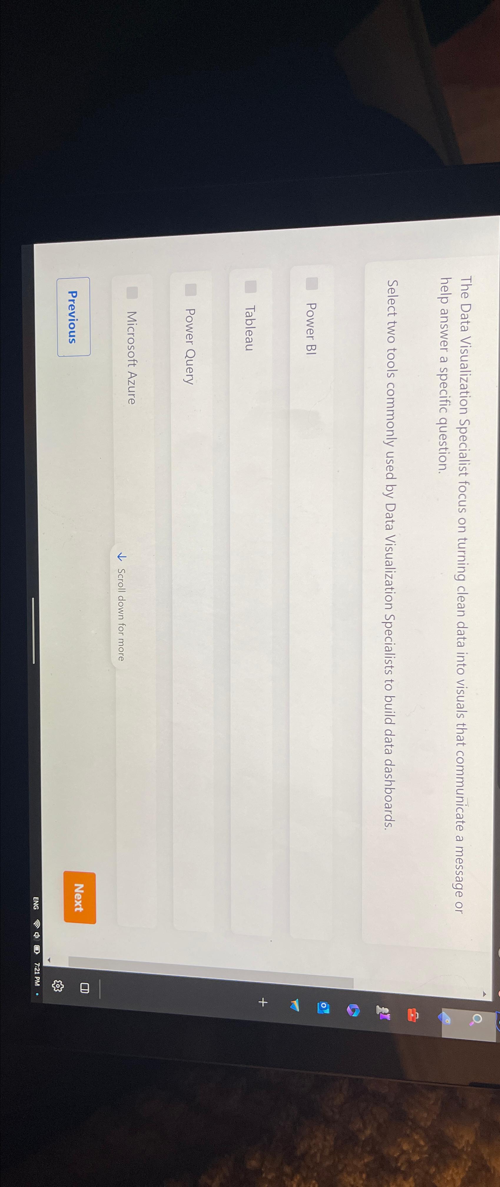 Solved The Data Visualization Specialist focus on turning | Chegg.com