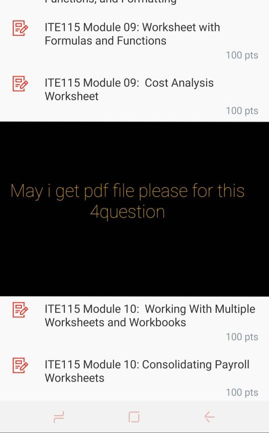 ITE115 Module 09: Worksheet with Formulas and | Chegg.com