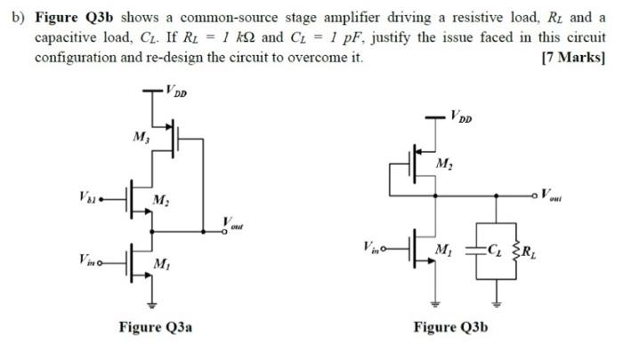 Solved b) Figure Q3b shows a common-source stage amplifier | Chegg.com