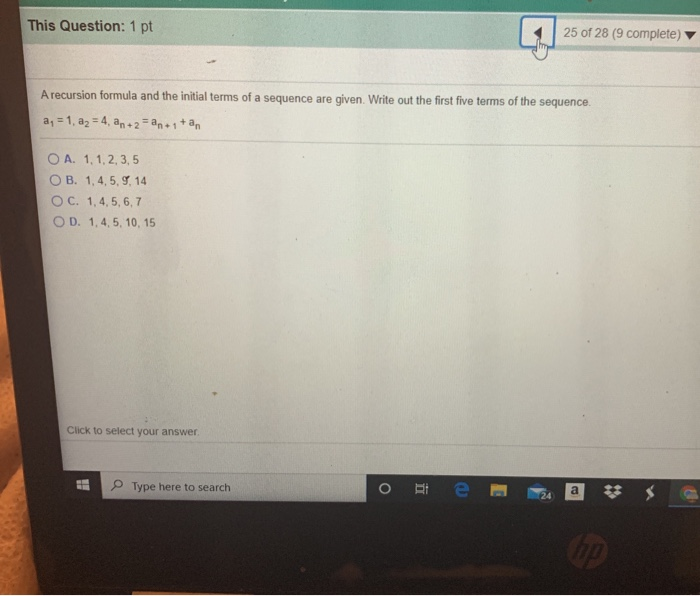 Solved This Question: 1 pt 25 of 28 (9 complete) A recursion | Chegg.com