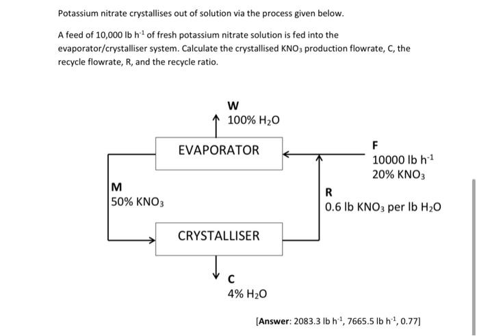 Solved Potassium nitrate crystallises out of solution via | Chegg.com