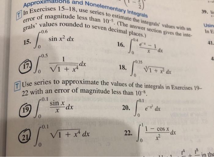 Solved 39. li In error grals' Approximations and | Chegg.com