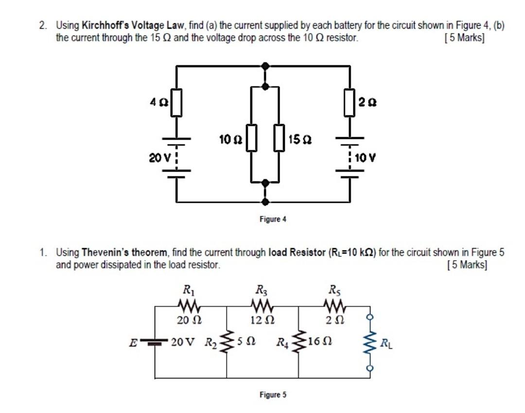 Solved 2. Using Kirchhoffs Voltage Law, find (a) the current | Chegg.com