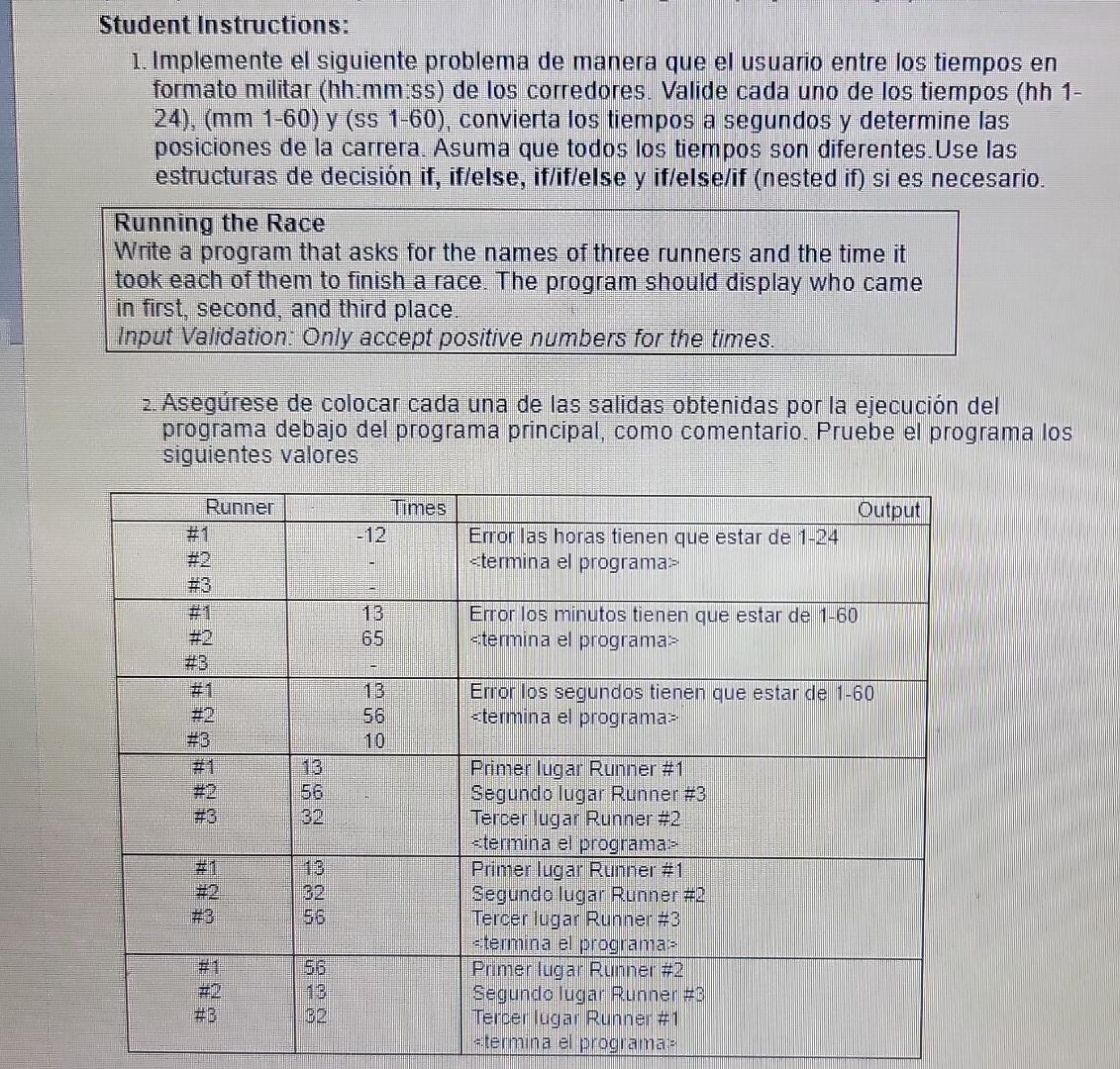 Student Instructions: 1. Implemente el siguiente | Chegg.com
