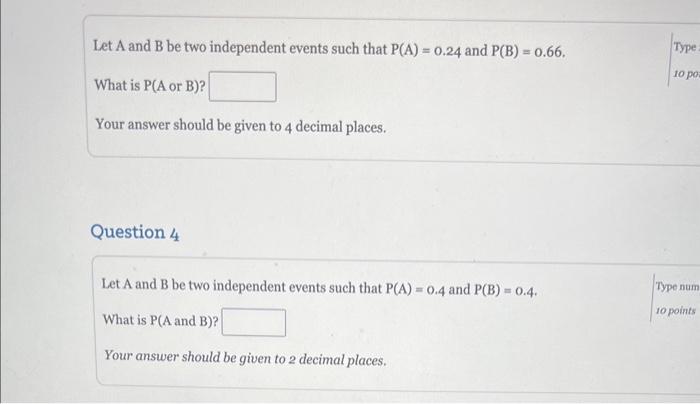 Solved Let A and B be two independent events such that | Chegg.com