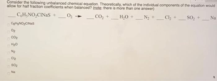 Solved Consider the following unbalanced chemical equation. | Chegg.com
