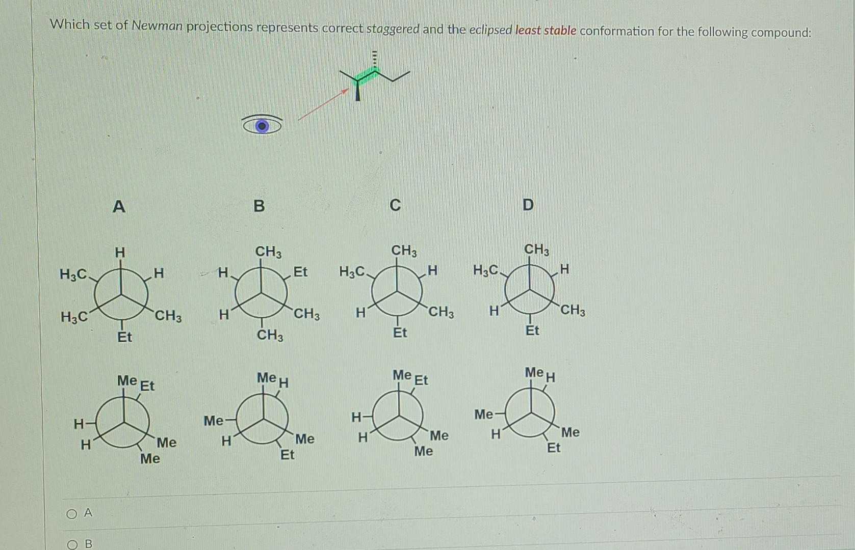 Solved Which set of Newman projections represents correct | Chegg.com