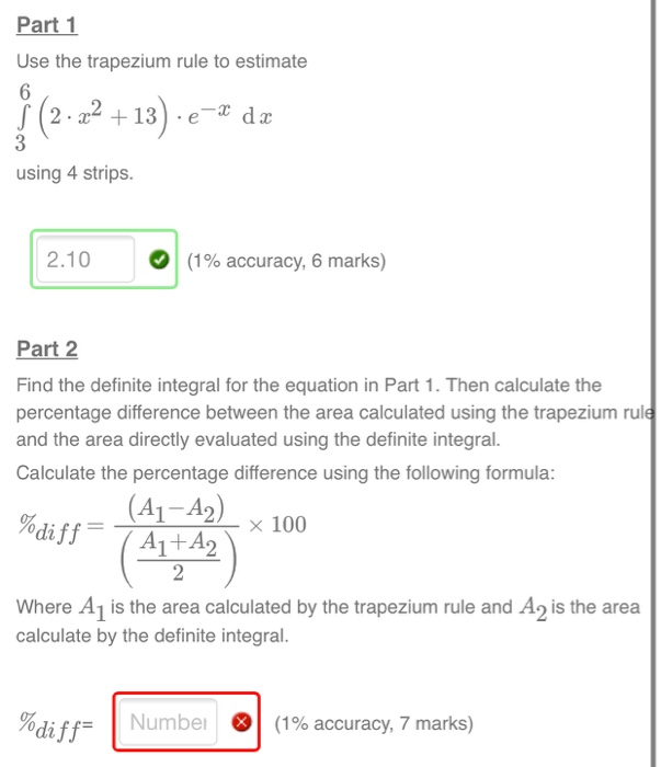 Solved Part 1 Use the trapezium rule to estimate 6 + 13 3 | Chegg.com