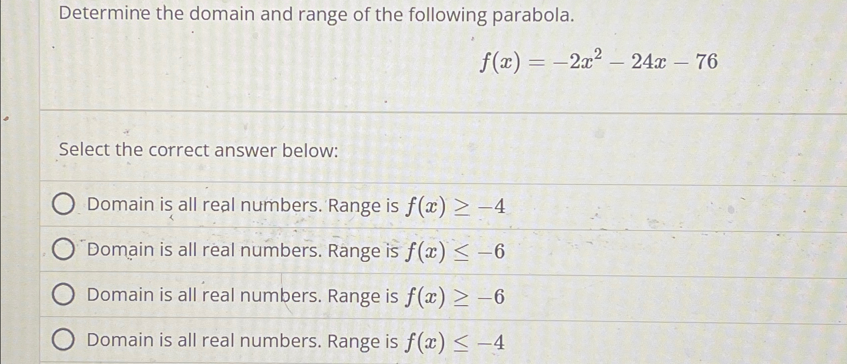 Solved Determine the domain and range of the following | Chegg.com