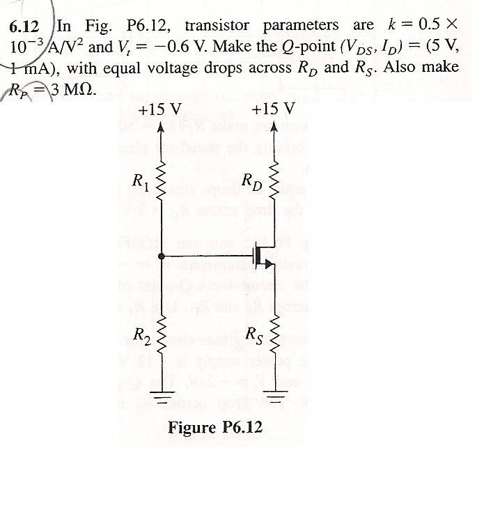 Solved In Fig. P6.12, transistor parameters are k = 0.5 | Chegg.com