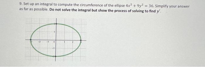Solved 9. Set up an integral to compute the circumference of | Chegg.com