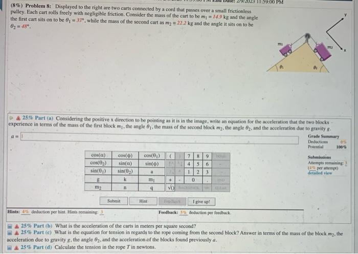 Solved ( 8% ) Problem 8: Displayed to the right are two | Chegg.com