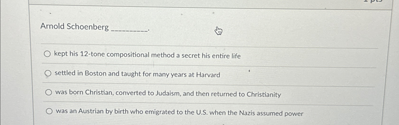 Solved Arnold Schoenbergkept his 12-tone compositional | Chegg.com