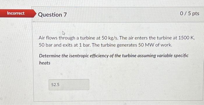 Solved determine the isentropic efficiency of the turbine | Chegg.com