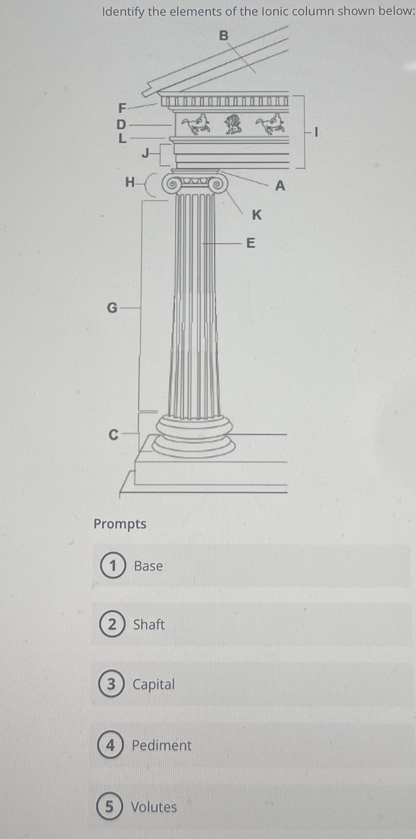 Identify the elements of the Ionic column shown | Chegg.com