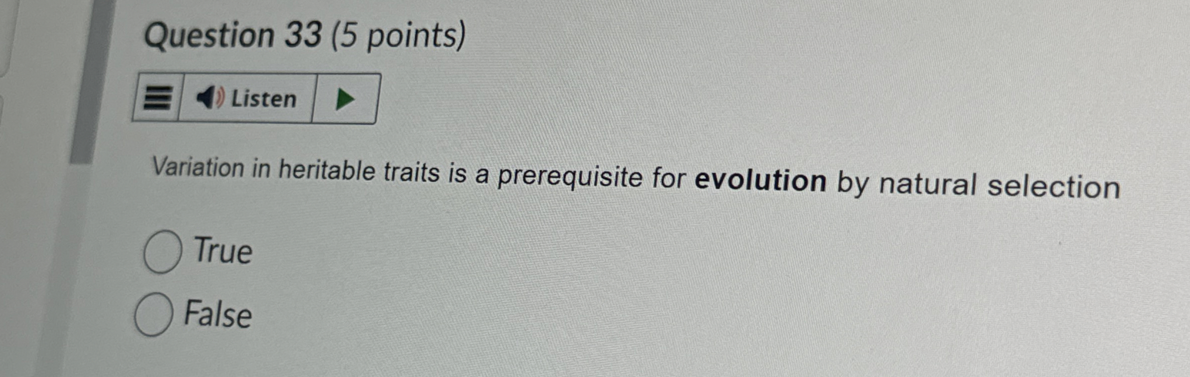 Solved Question 33 (5 ﻿points)Variation in heritable traits | Chegg.com