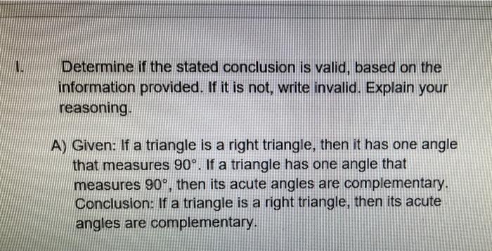 Solved Determine if the stated conclusion is valid, based on | Chegg.com