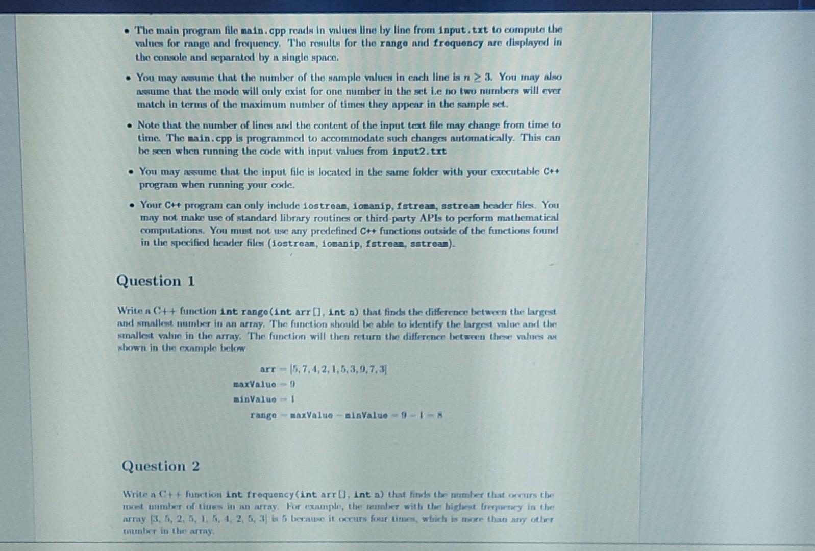 Solved - The main program file main. cpp rcals in valucs | Chegg.com