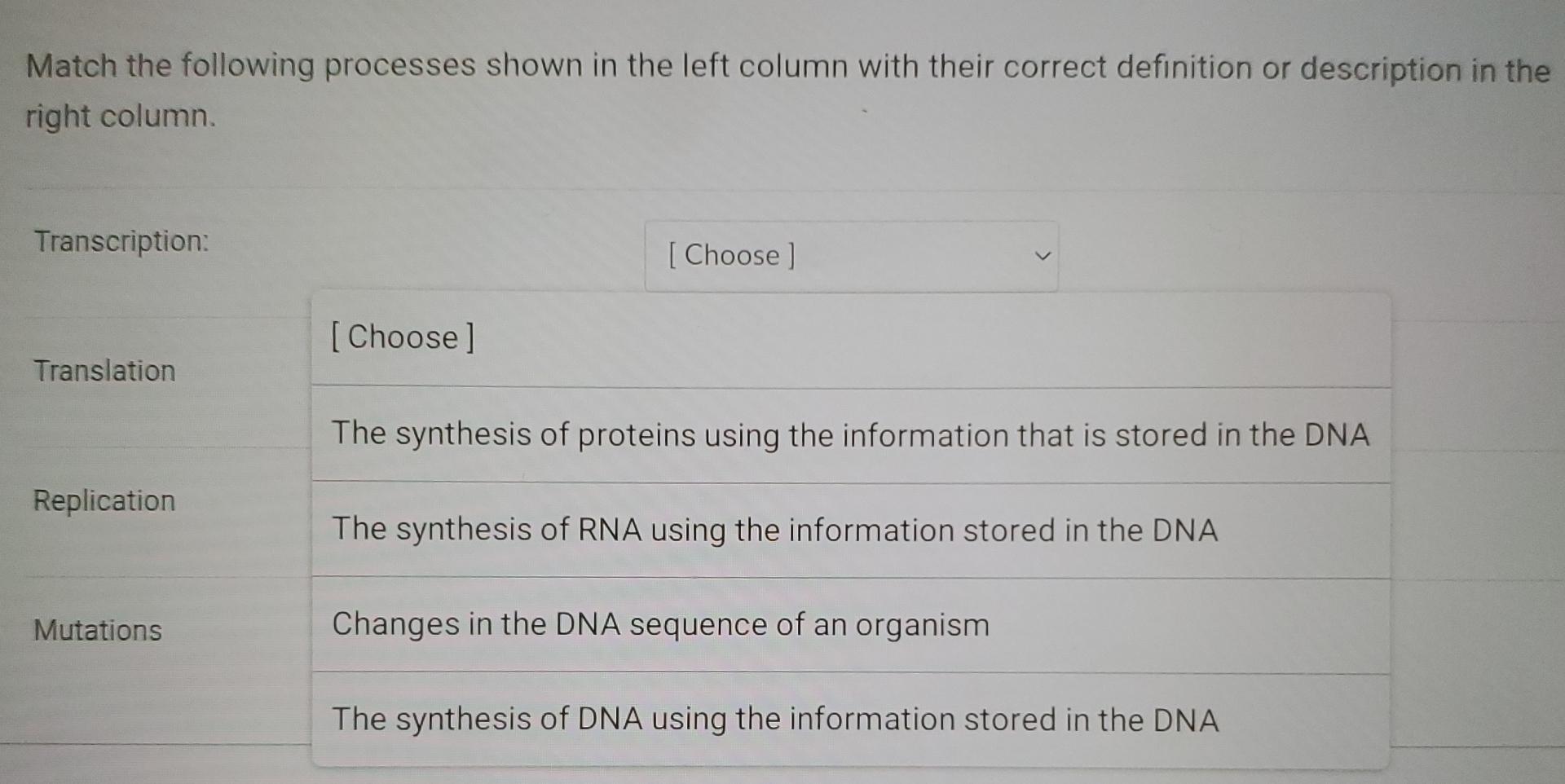 Solved Match the following processes shown in the left | Chegg.com