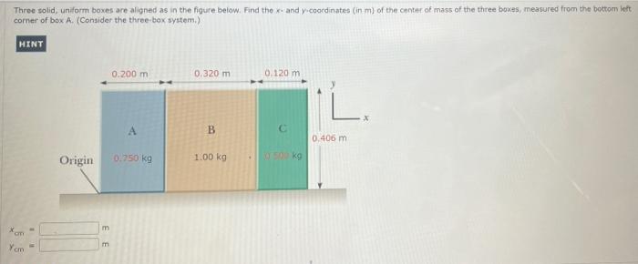 Solved Three solid, uniform boxes are aligned as in the | Chegg.com