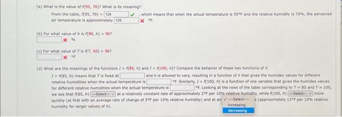 Solved The temperature-humidity index I (or humidex, for | Chegg.com