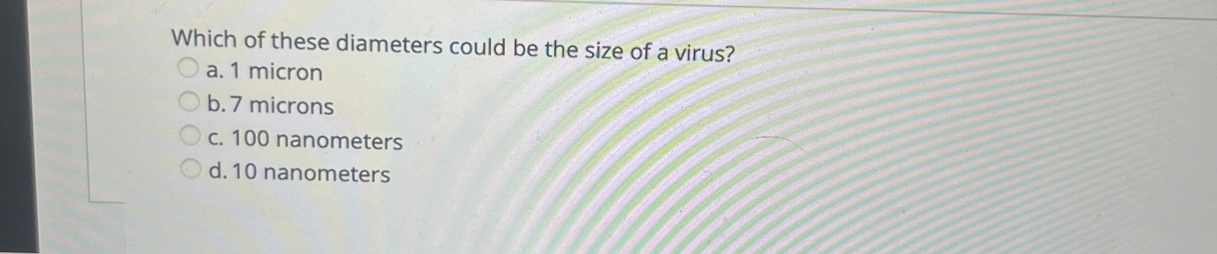Solved Which of these diameters could be the size of a | Chegg.com