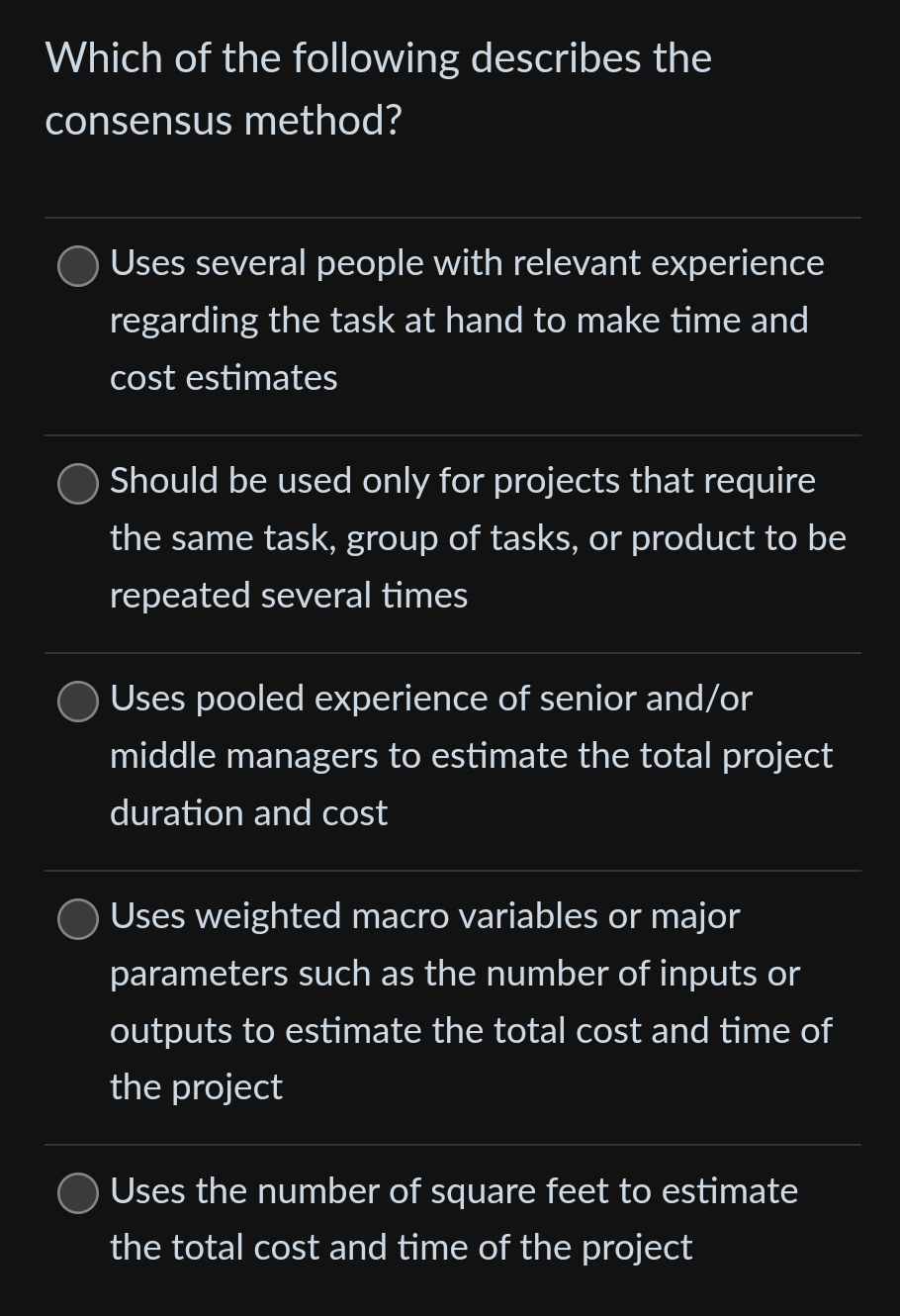 Solved Which of the following describes the consensus | Chegg.com