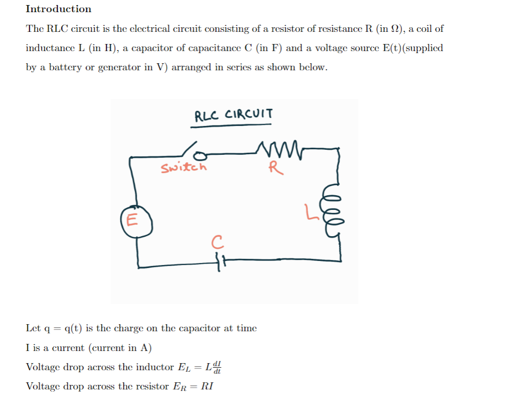 Solved IntroductionThe RLC circuit is the electrical circuit | Chegg.com