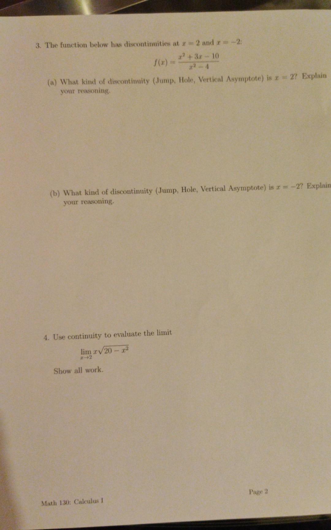 Solved Math 130 Written Homework 3 Assignment For Section Chegg