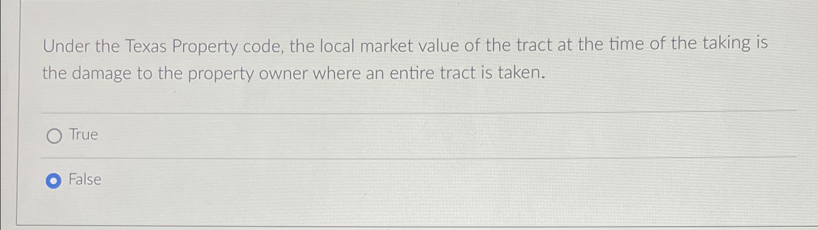 Solved Under the Texas Property code, the local market value | Chegg.com