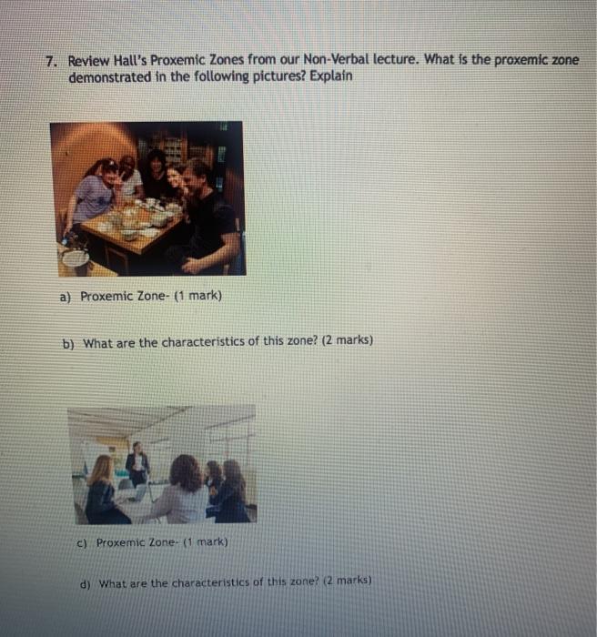Solved 7. Review Hall's Proxemic Zones from our Non-Verbal | Chegg.com