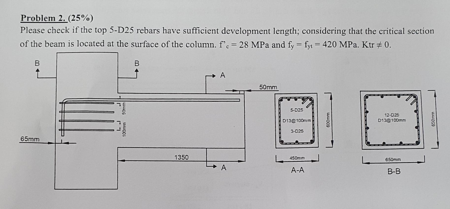 Solved reireinforced concrete class Problem 2. (25%)Please | Chegg.com