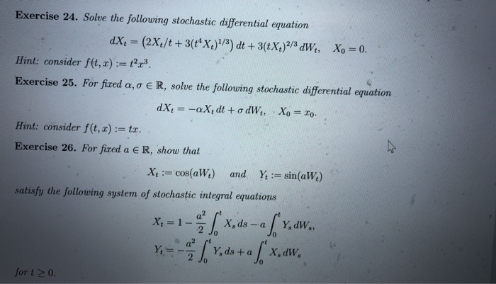 Solved Exercise 24. Solve the following stochastic | Chegg.com