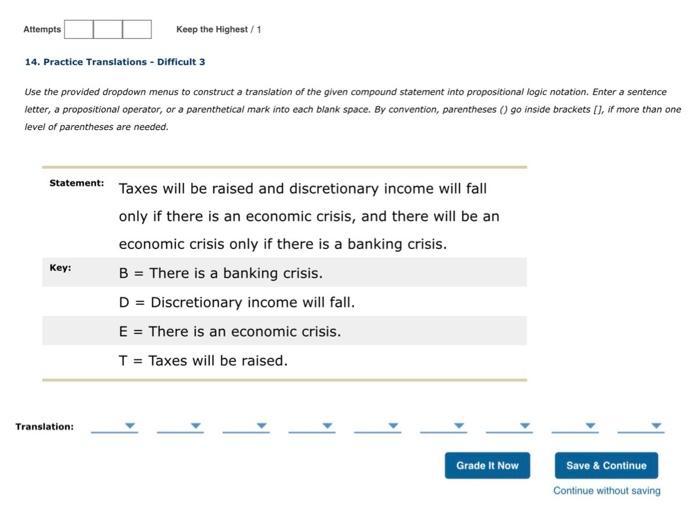 Solved Use the provided dropdown menus to construct a | Chegg.com