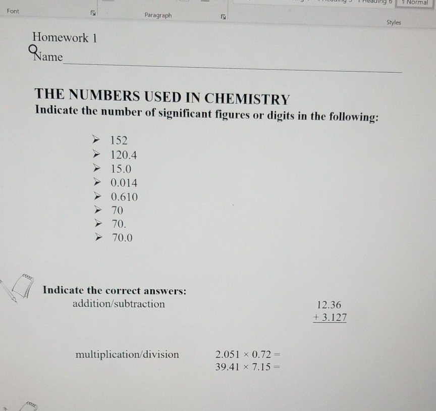 Solved 1 Normal Font Paragraph a Styles Homework 1 Rame THE | Chegg.com