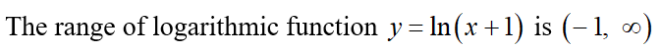 Solved The range of logarithmic function y=ln(x+1) ﻿is | Chegg.com