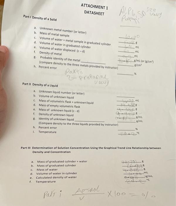Solved ATTACHMENT 1 DATASHEET Parti Density of a Solid ALPb, | Chegg.com