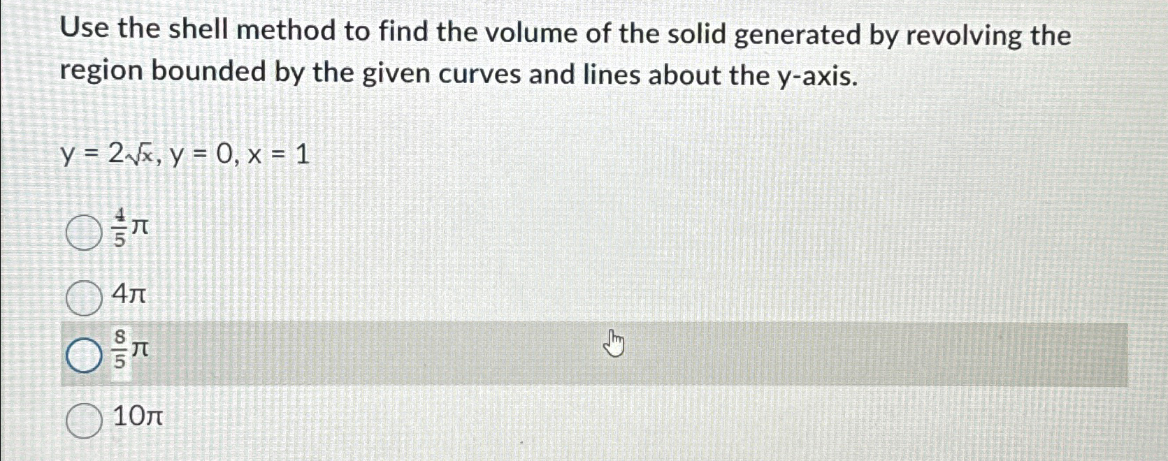 Solved Use the shell method to find the volume of the solid | Chegg.com