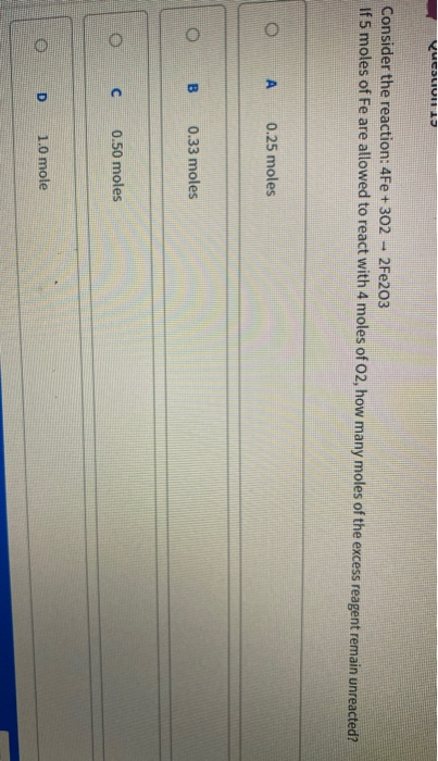 Solved VUCOLIVIA Consider the reaction: 4Fe +302 2Fe203 If 5 | Chegg.com