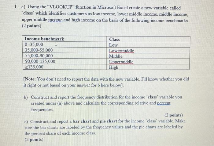 Solved 1. a) Using the "VLOOKUP" function in Microsoft Excel | Chegg.com