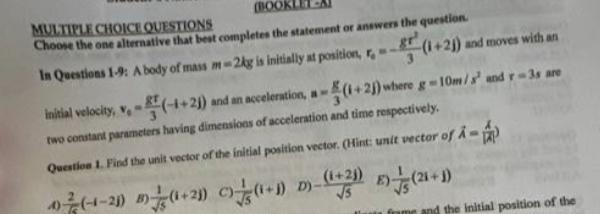 Solved MULTIRU CHOICI QUESTIONSChoose the one alternative | Chegg.com