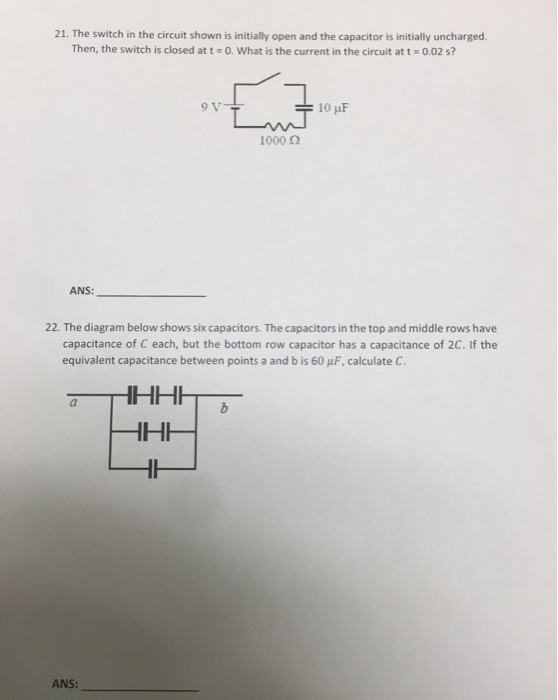 Solved 1. A circuit containing a resistor R, an uncharged | Chegg.com