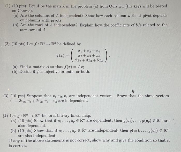 Solved the RREF of matrix a for question 1 is posted below. | Chegg.com